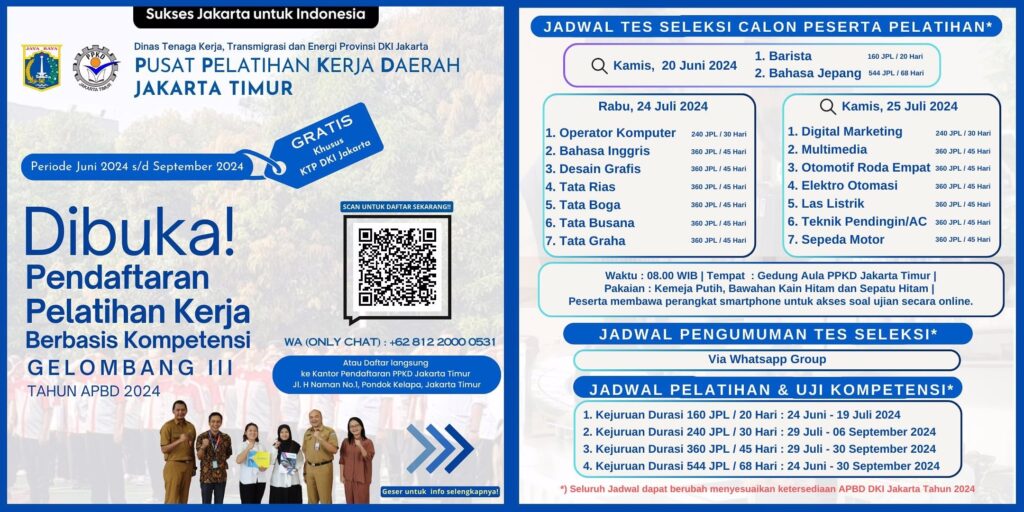 PPKD Jakarta Timur Buka Pelatihan Kerja, Cek Jadwal dan Syaratnya ...