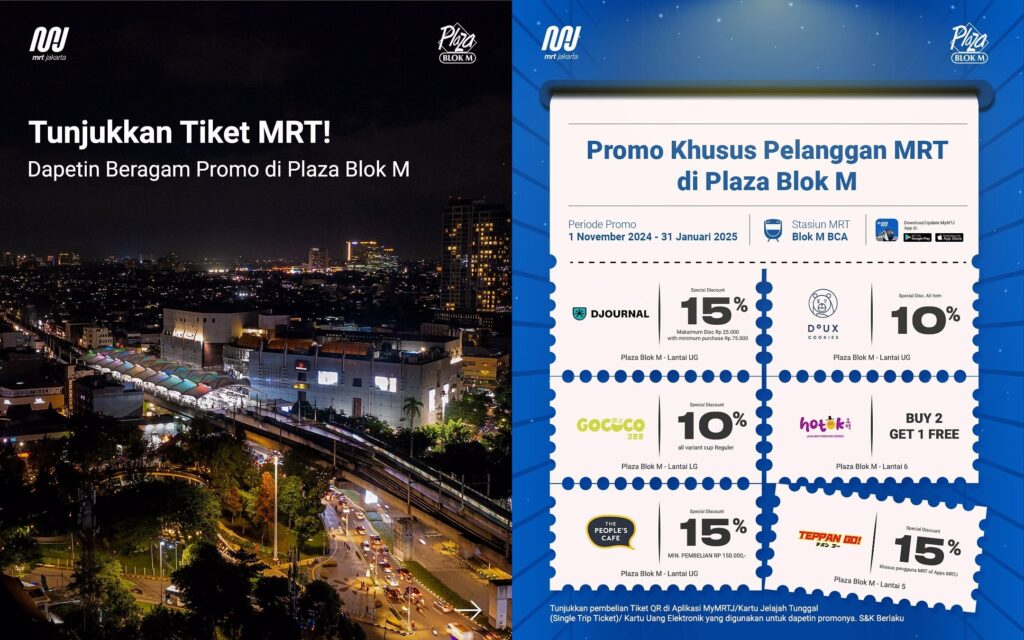 Promo Khusus Belanja Bagi Pelanggan MRT Jakarta di Plaza Blok M, Begini ...