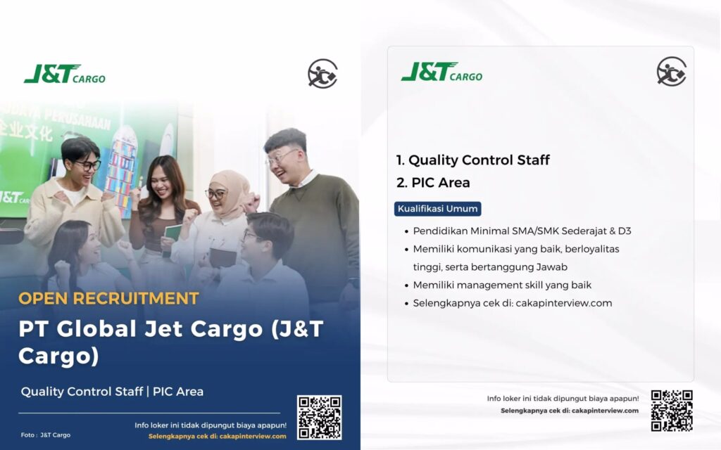 Lowongan Kerja PT Global Jet Cargo Dibuka 2 Posisi untuk Lulusan D3 dan ...