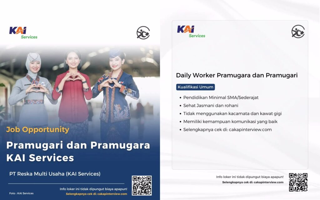 Lowongan Kerja KAI Service Buka Posisi Pramugari dan Pramugara, Jangan Lewatkan Jadwal Walk In ...