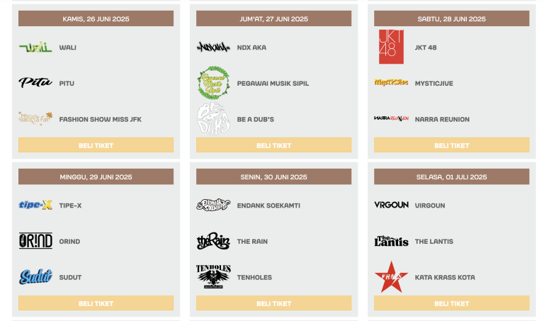 Cek! Jadwal Konser PRJ 2025 Hari Ini dan Harga Tiketnya, Ada NDX, JKT ...