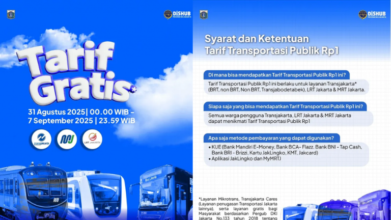Tarif Transjakarta, MRT, dan LRT Jakarta Rp1 hingga 7 September 2025 ...